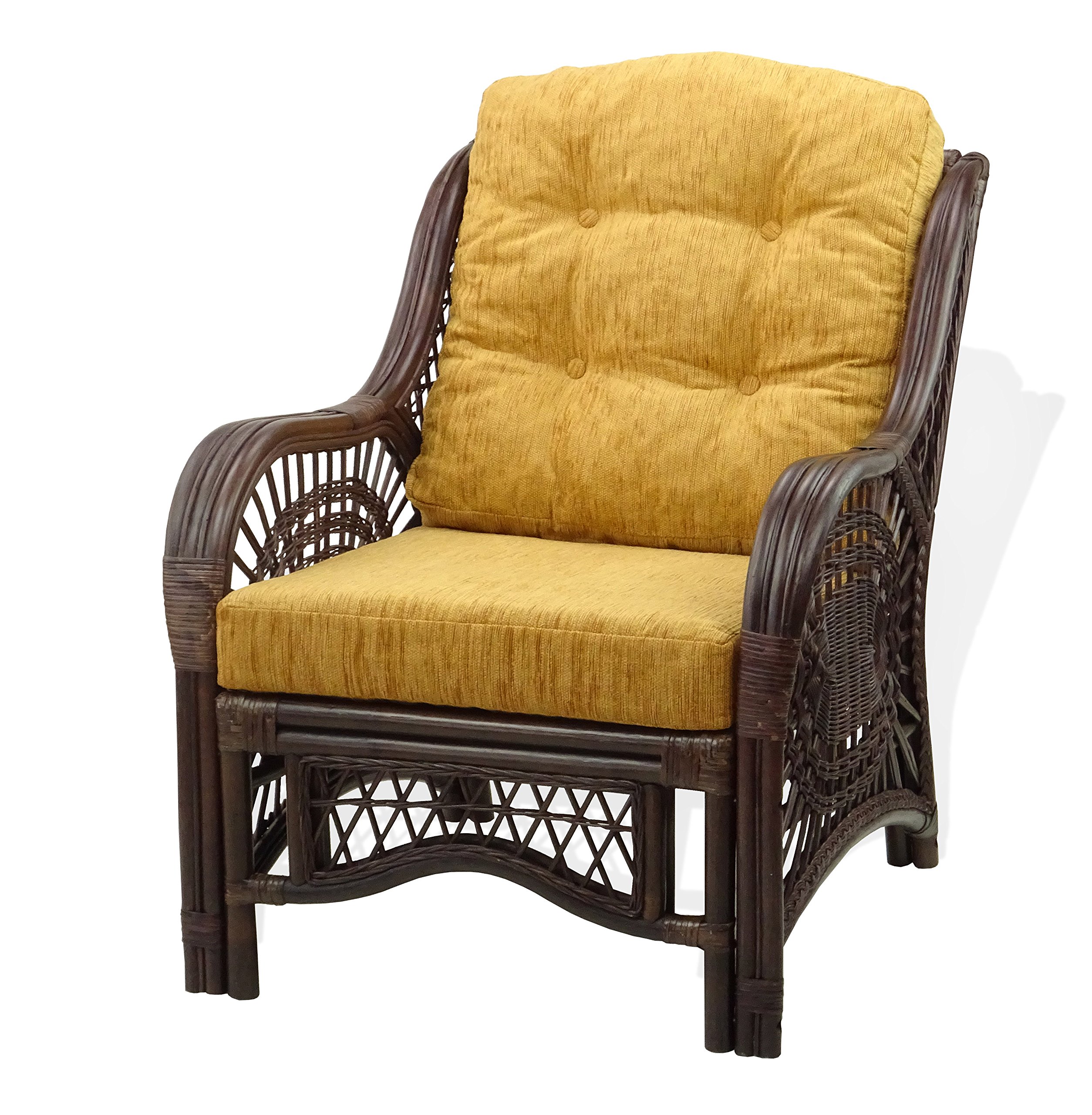 Malibu Lounge Living Accent Armchair Natural Rattan Wicker Handmade Design with Cushion