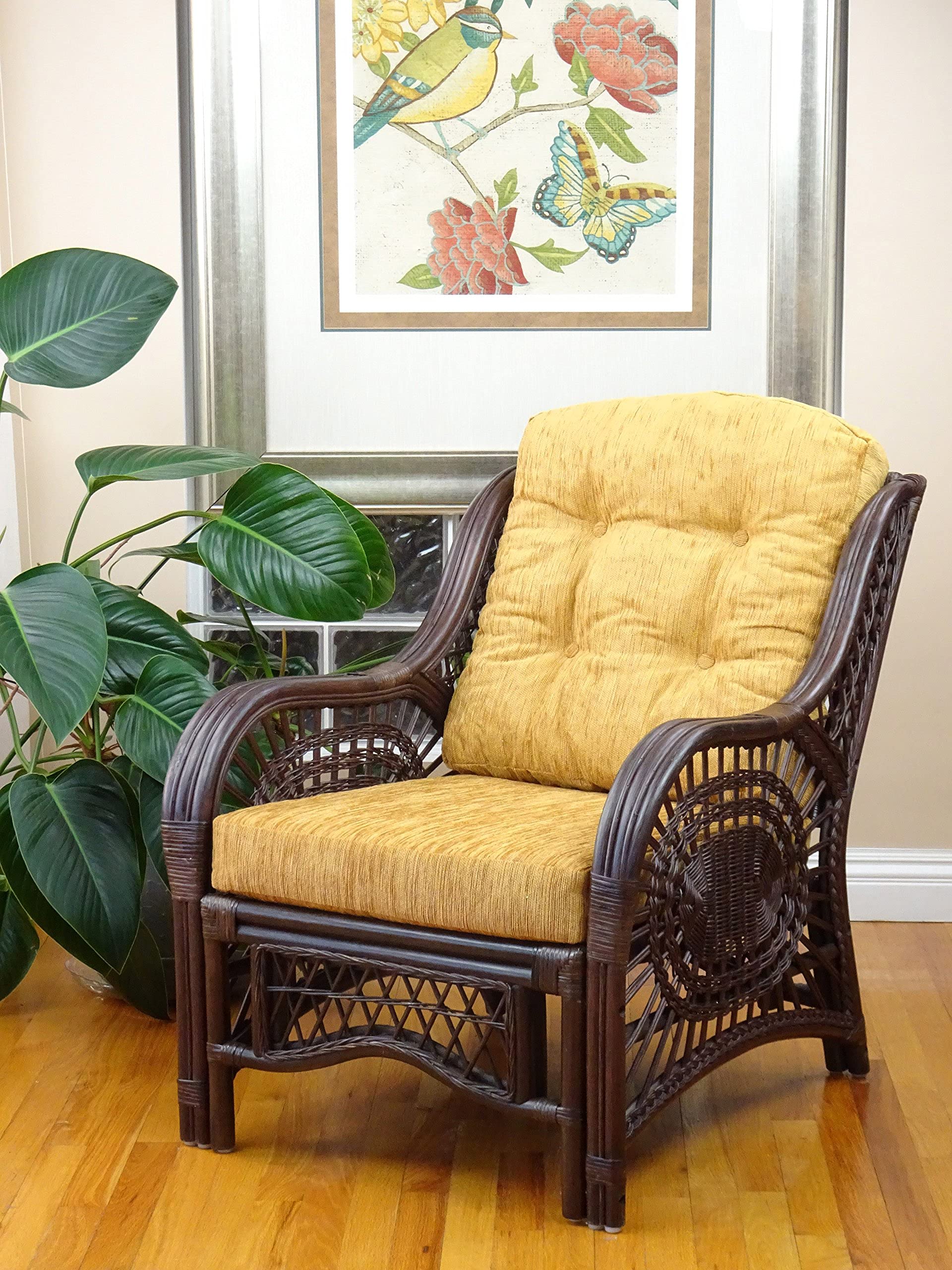 Malibu Lounge Living Accent Armchair Natural Rattan Wicker Handmade Design with Cushion