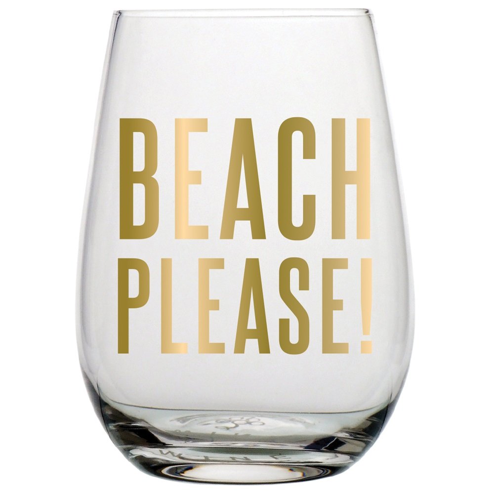 slant collections SLC001 Creative Brands Stemless Wine Glass, 20-Ounce, Beach Please