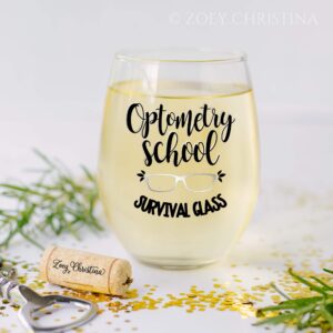 Optometry School Student Gifts for Women Large Stemless Wine Survival Glass 0094