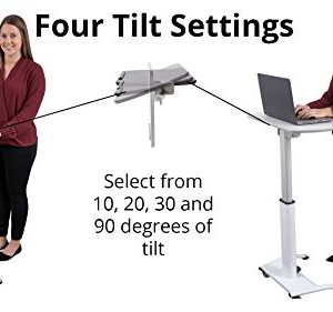 Stand Up Desk Store Pneumatic Adjustable Height Tilting Laptop Lectern Speakers Podium (White, 25.5" Wide)