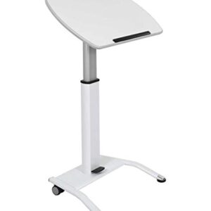 Stand Up Desk Store Pneumatic Adjustable Height Tilting Laptop Lectern Speakers Podium (White, 25.5" Wide)