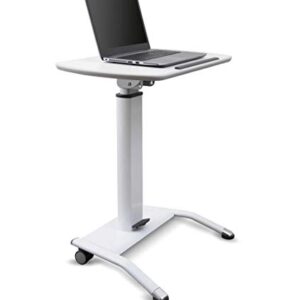 Stand Up Desk Store Pneumatic Adjustable Height Tilting Laptop Lectern Speakers Podium (White, 25.5" Wide)