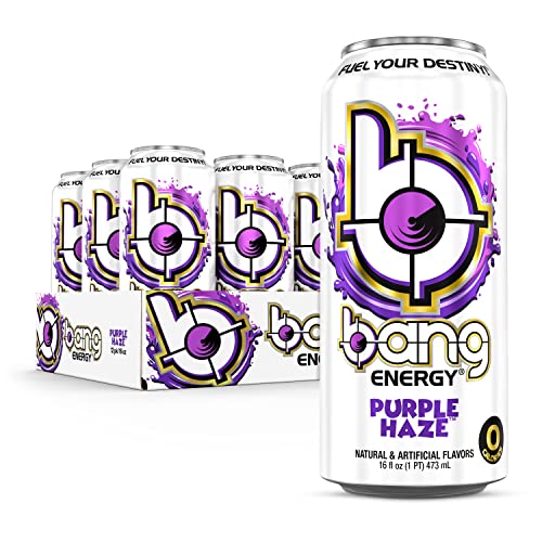 Bang Energy Purple Haze, Sugar-Free Energy Drink, 16 Ounce (Pack of 12)