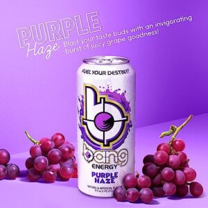 Bang Energy Purple Haze, Sugar-Free Energy Drink, 16 Ounce (Pack of 12)