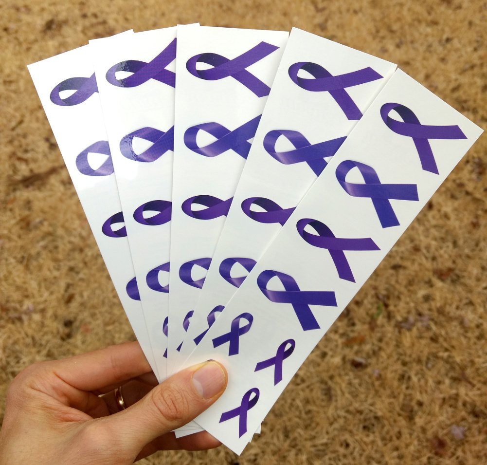 40 Purple Ribbon Temporary Tattoos: Pancreatic Cancer Awareness Tattoo