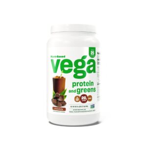 vega protein and greens protein powder, chocolate - 20g plant based protein plus veggies, vegan, non gmo, pea protein for women and men, 1lbs (packaging may vary)