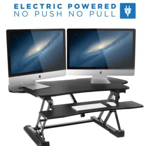 Mount-It! Electric Standing Desk Converter, 48 Inch Extra Wide Motorized Sit Stand Desk with Built in USB Port, Ergonomic Height Adjustable in Black (MI-7962)