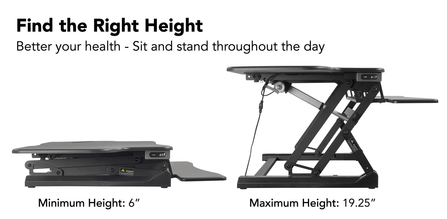 Mount-It! Electric Standing Desk Converter, 48 Inch Extra Wide Motorized Sit Stand Desk with Built in USB Port, Ergonomic Height Adjustable in Black (MI-7962)