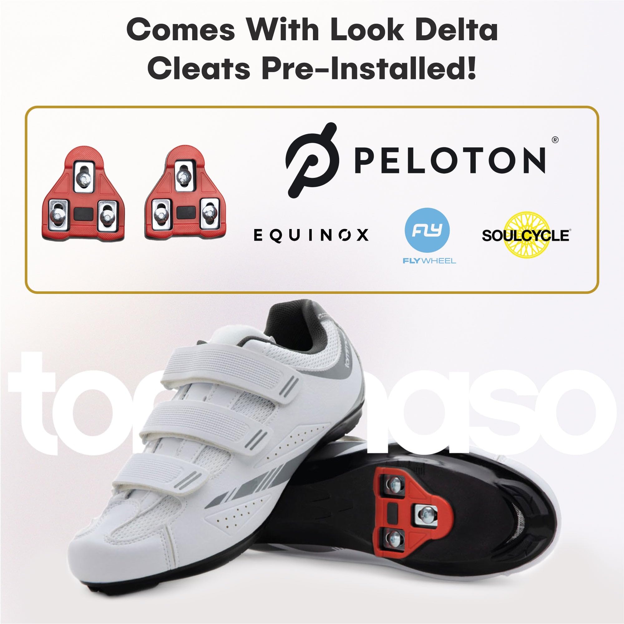 Tommaso Pista 100 Indoor Cycling Shoes for Women: Peloton Bike Compatbile with Pre-Installed Look Delta Cleats - Perfect for Fitness & Road Bike Use - Peleton Shoes Indoor Bike Shoe - White Delta 40