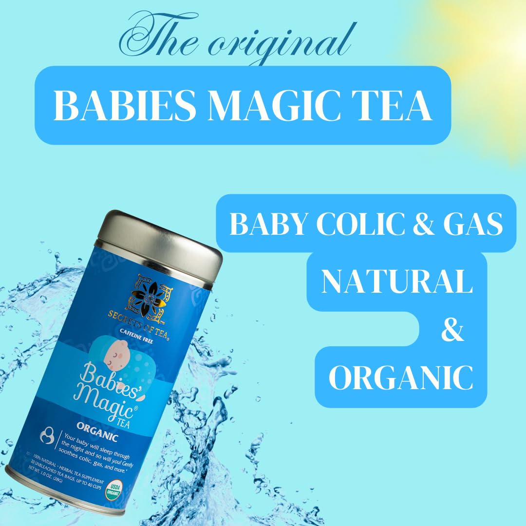 Secrets of Tea Baby Colic Babies' Magic Tea – Organic, Natural, Safe – Calming & Soothing Relief for Baby Acid Reflux, Gas, Colic – 40 Count(2 Pack)