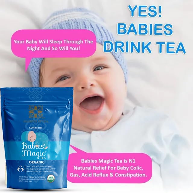 Secrets of Tea Baby Colic Babies' Magic Tea – Organic, Natural, Safe – Calming & Soothing Relief for Baby Acid Reflux, Gas, Colic – 40 Count(2 Pack)