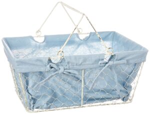 dii farmhouse chicken wire egg basket, storage baskets with liner, denim, 16x12x7.88"