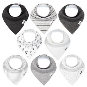 kiddystar organic cotton toddler bibs: bandana bibs for drooling, teething, feeding & newborn babies, ultra soft & absorbent, 8 pack