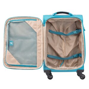 Atlantic Luggage Ultra Lite Softside Expandable Spinner, Turquoise Blue, Carry-on 21-Inch