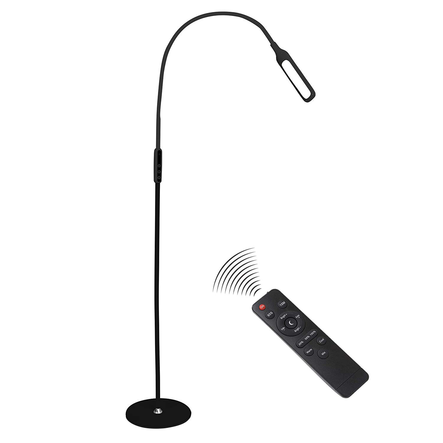 Syrinx Floor Lamp, Floor LED Lamp/LED Light Lamp/Remote Control & Touch/Adjustable Flexible Gooseneck (Black)