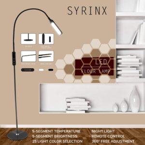 Syrinx Floor Lamp, Floor LED Lamp/LED Light Lamp/Remote Control & Touch/Adjustable Flexible Gooseneck (Black)