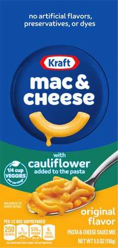 Kraft Original Macaroni & Cheese Dinner with Cauliflower Added to the Pasta (5.5 oz Box)