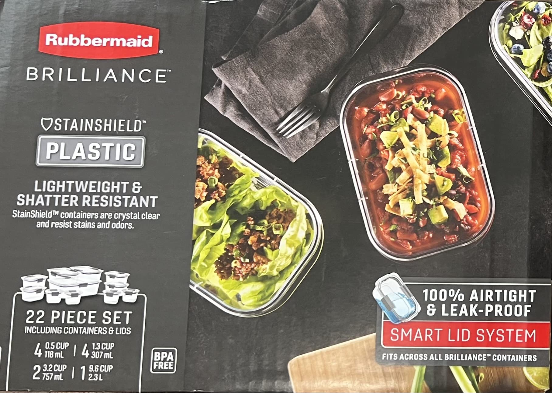 Rubbermaid Brilliance 22-piece Food Storage Container Set