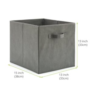 EZOWare Set of 4 Foldable Fabric Basket Bin, 13 x 15 x 13 inch Collapsible Organizer Storage Cube with Handles for Home, Bedroom, Baby Nursery, Office, Kids Playroom Toys - Gray