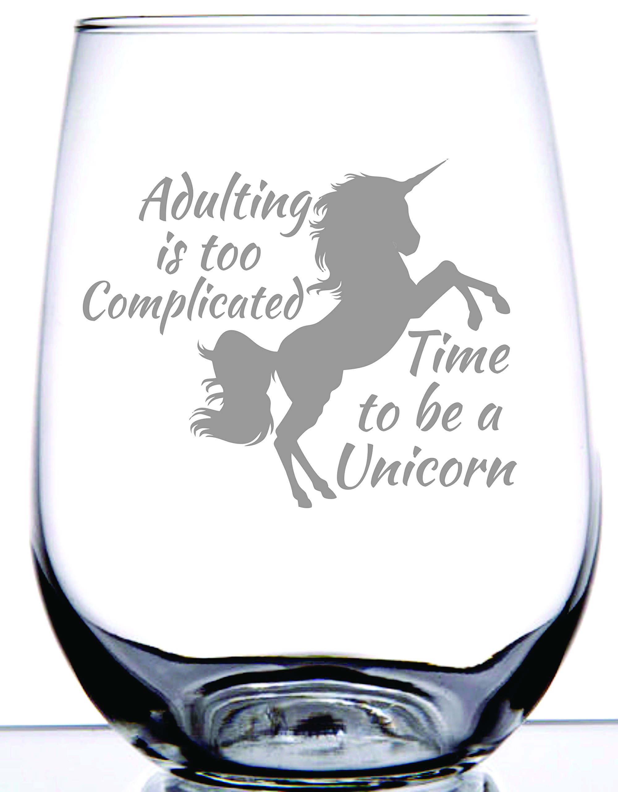 Unicorn Stemless Wine Glass | Laser Etched Engraved Stemless Wine Glass | Perfect for a Special Person | 15 Ounce