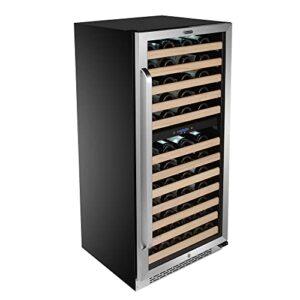 whynter bwr-0922dz 92 built-in or freestanding stainless steel dual zone compressor large capacity wine refrigerator rack for open led display, dark grey-92 bottle, dark grey