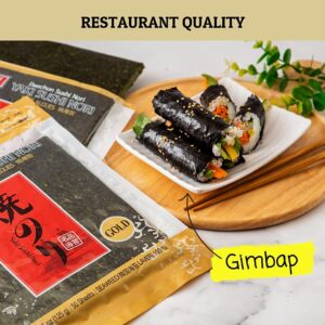 CHOI's 1(Daechun) Roasted Seaweed, Gim, Sushi Nori - (50 full sheets)- Gold Grade- Vegan, Keto, Gluten Free, Full of Fiber, Vitamin, Mineral, High protein, Omega 3's- Product of Korea