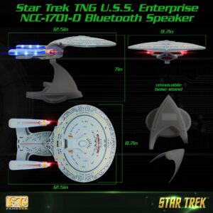 FAMETEK Star Trek U.S.S. Enterprise 1701-D – Replica Bluetooth Speaker, Engine Noise Sleep Machine, Night Light, Sound Effects – Memorabilia, Gifts, Gadgets, Collectibles for Star Trek Fans