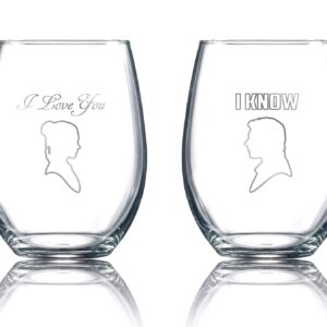 Star Wars Collectible Wine Glass Set (I Love You, I Know), 16 ounces