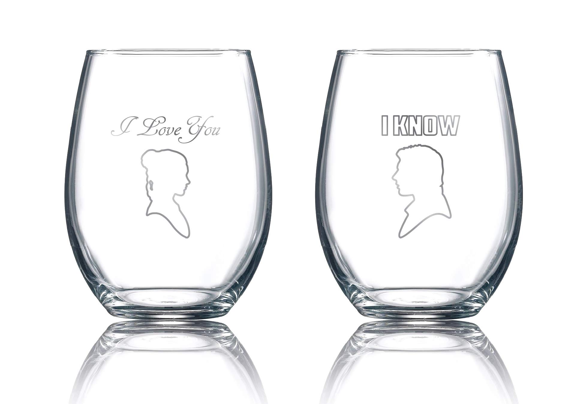 Star Wars Collectible Wine Glass Set (I Love You, I Know), 16 ounces