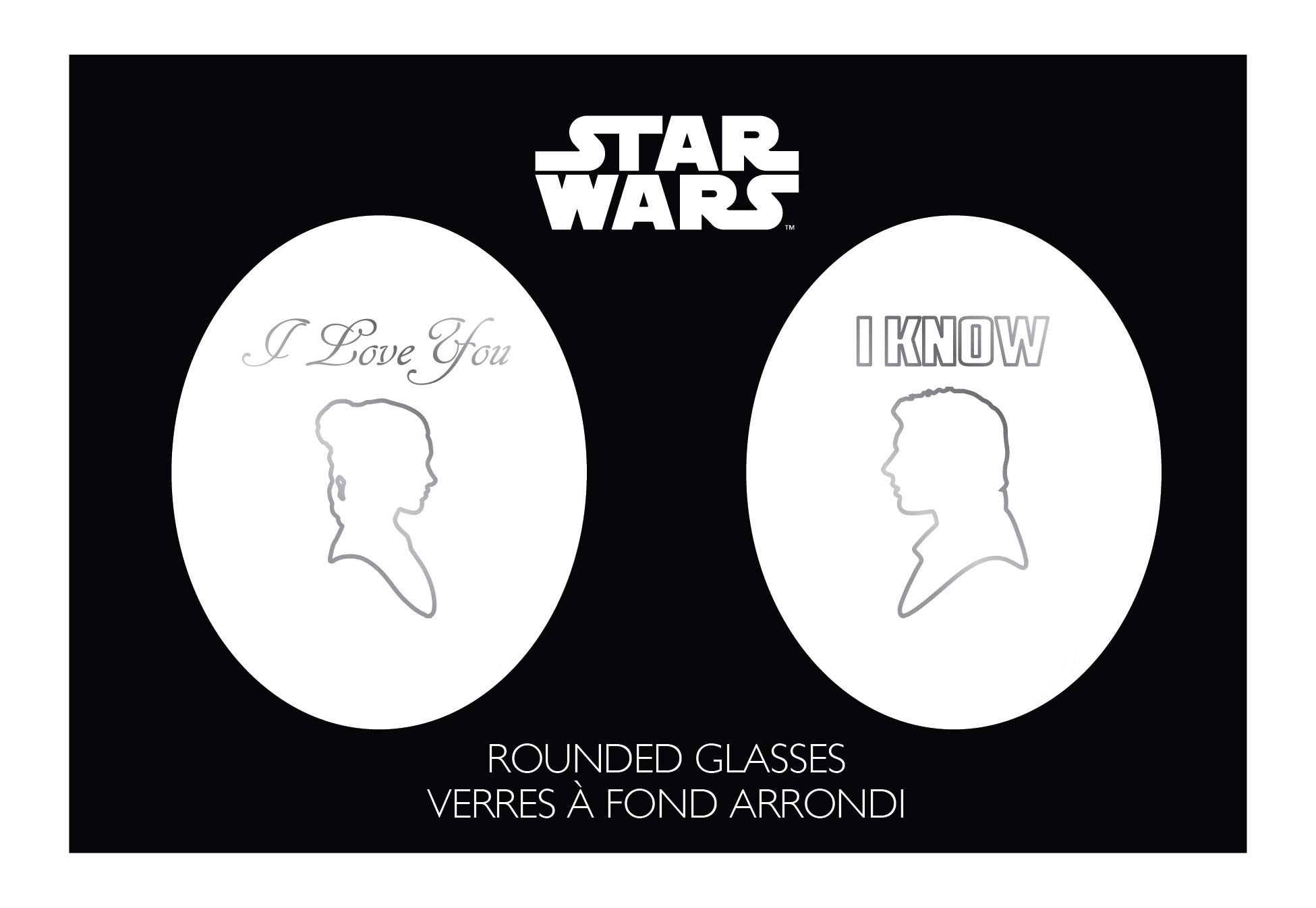 Star Wars Collectible Wine Glass Set (I Love You, I Know), 16 ounces