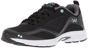 ryka women's sky bolt athletic shoe, black/grey/mint, 7.5 m us