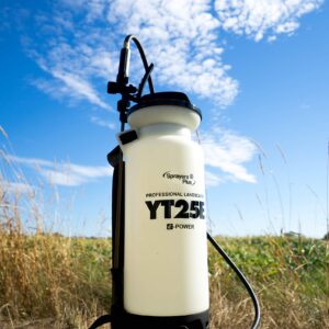 Sprayers Plus YT25E Battery Sprayer - 12V Lithium-ion with Viton Seals & O-Ring, Brass Wand & Nozzle & Shoulder Strap, 2 Gallon