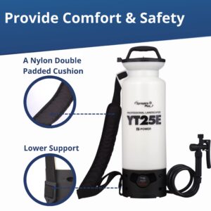 Sprayers Plus YT25E Battery Sprayer - 12V Lithium-ion with Viton Seals & O-Ring, Brass Wand & Nozzle & Shoulder Strap, 2 Gallon