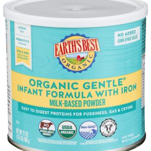 Earth's Best Organic Baby Formula for Babies 0-12 Months, Powdered Milk-Based Gentle Formula with Iron and Easy to Digest Proteins, 21 oz Formula Container