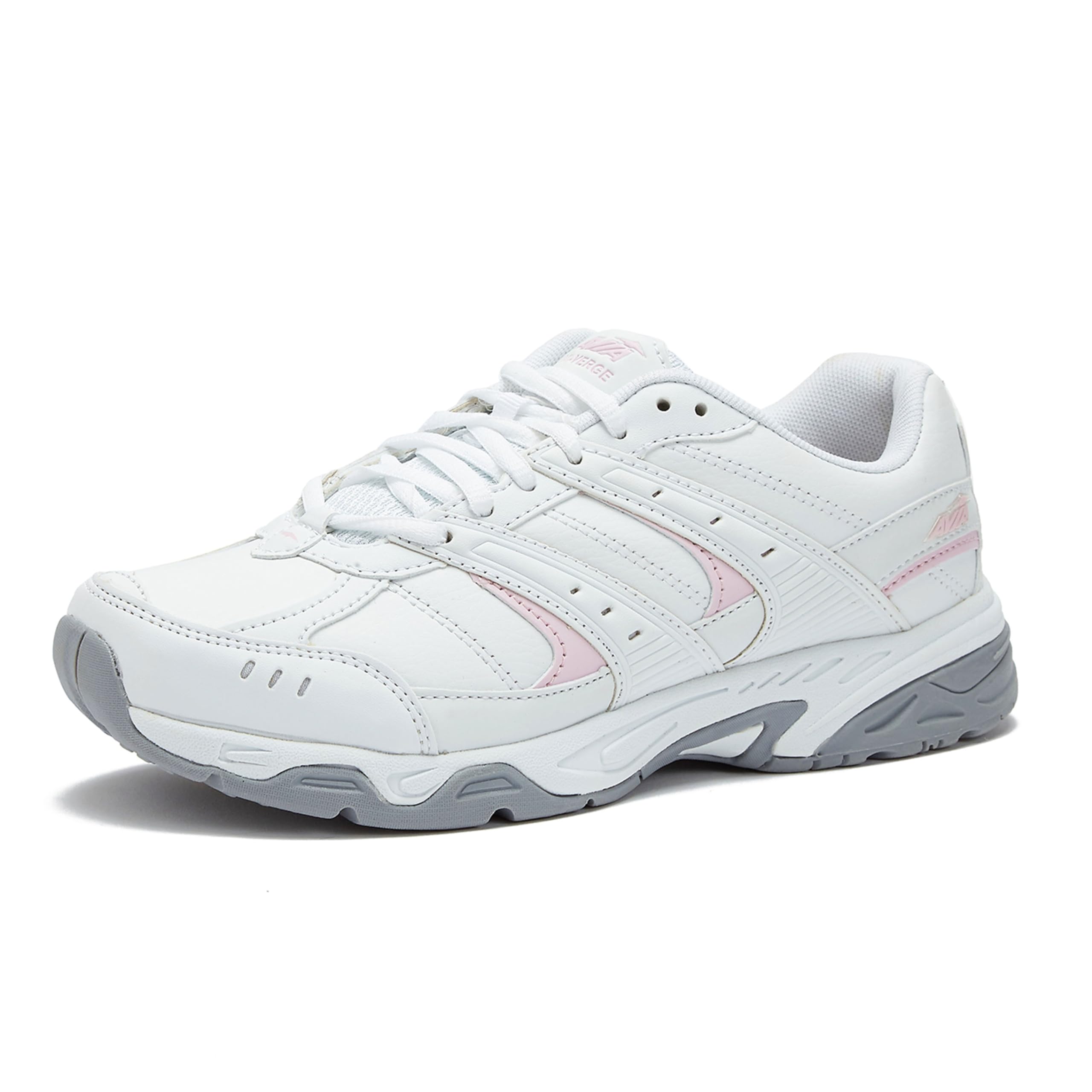 Avia Verge Womens Sneakers - Tennis, Court, Cross Training, or Pickleball Shoes for Women, 9 Wide, White with Light Pink