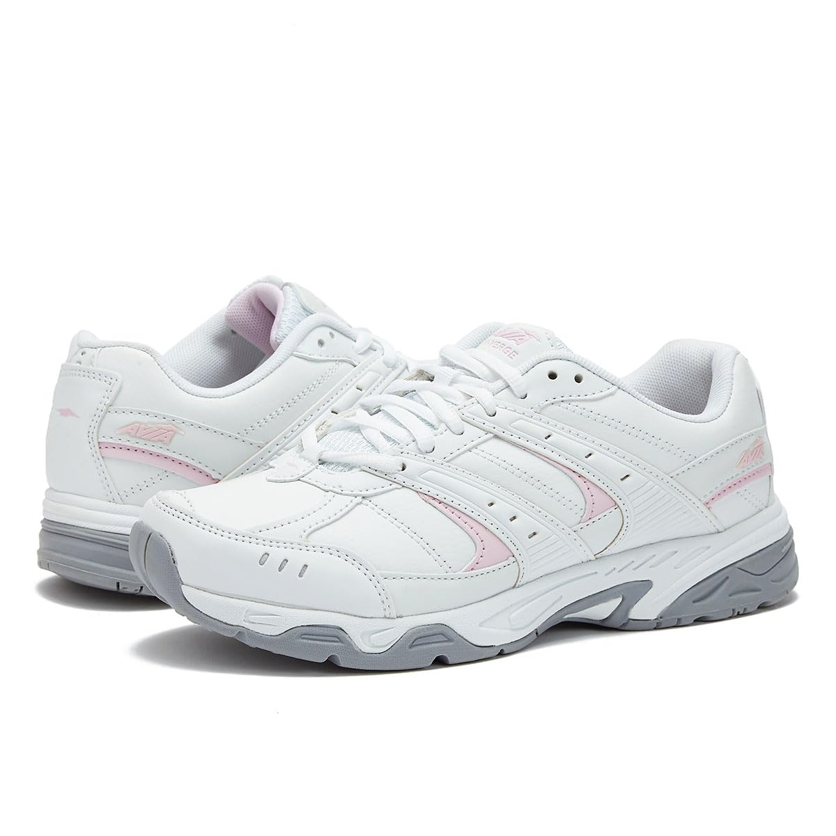 Avia Verge Womens Sneakers - Tennis, Court, Cross Training, or Pickleball Shoes for Women, 9 Wide, White with Light Pink