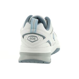 New Balance Women's 608 V5 Casual Comfort Cross Trainer, White/Light Blue, 8 Wide