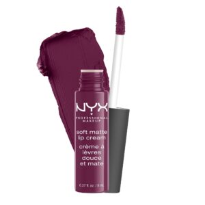 nyx professional makeup soft matte lip cream, lightweight liquid lipstick - transylvania (matte deep violet)