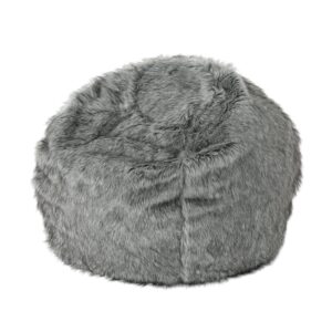 christopher knight home laraine furry glam dark light grey streak faux fur 3 ft. bean bag, small