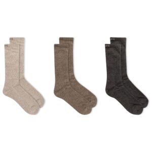 Chaps Men's Solid Mock Rib Casual Crew Socks-3 Pair Pack-Poly Cotton Blend, Brown/Khaki, Shoe Size: 6-12