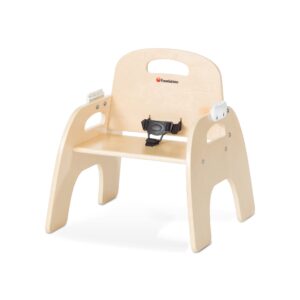 Foundations Easy Serve 9" Low Wood Feeding Chair, 3-Point Adjustable Harness, Removable Dishwasher Safe Tray, “No Tip” Base, Made of Baltic Birch Plywood (Natural)