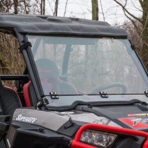 SuperATV.com Scratch Resistant Flip/Fold Down 2-in-1 Windshield for Polaris RZR 900 / S 900 / 4 900 | 1/4" Thick Polycarbonate 250X Stronger than Glass | Hard Coated | USA Made