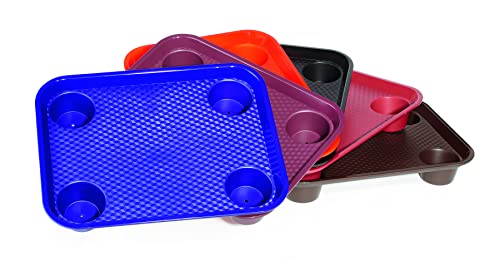 G.E.T. FT-20-CB BPA-Free Stackable Cafeteria / Fast Food Tray, 17" x 14", Cobalt Blue (Set of 12)