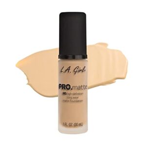 l.a. girl cosmetics la pro.mattte hd.highdefinition long wear matte foundation, glm671 ivory, 1 fl. oz