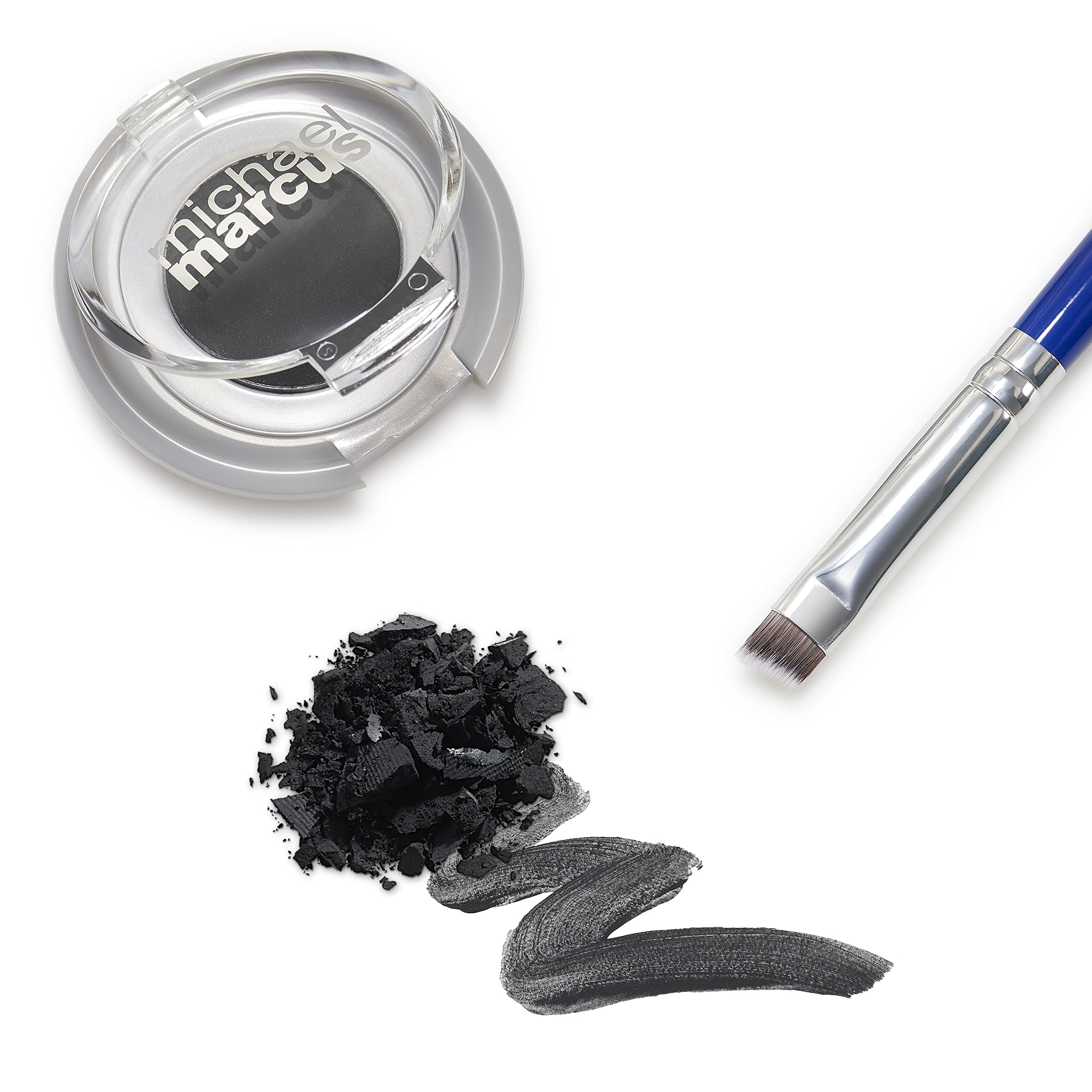 michael marcus Cake Eyeliner & Brush - 2 Piece Water Activated Dry Pressed Eyeliner & Professional Brush - Long-Lasting, Vibrant Color, Smudge Resistant - Cruelty Free Paraben Free (Kohl)