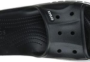 Crocs Men's and Women's Bayaband Slide | Casual Beach Sandal | Shower Shoe, Black/White, 9 US Women / 7 US Men