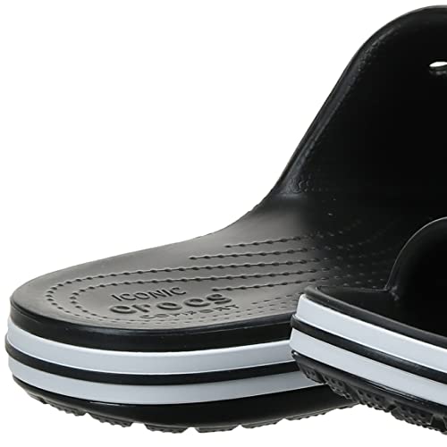 Crocs Men's and Women's Bayaband Slide | Casual Beach Sandal | Shower Shoe, Black/White, 9 US Women / 7 US Men