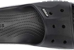 Crocs Men's and Women's Bayaband Slide | Casual Beach Sandal | Shower Shoe, Black/White, 9 US Women / 7 US Men