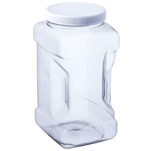 hudson exchange 1 gallon plastic grip jar with cap (6 pack), food grade bpa free pet, clear